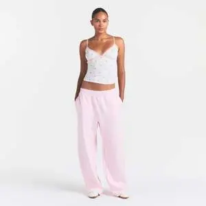 SKIMS Cotton Fleece Oversized Straight Leg Pants - Cherry Blossom