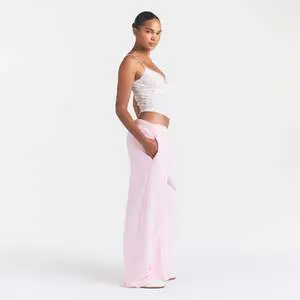 SKIMS Cotton Fleece Oversized Straight Leg Pants - Cherry Blossom