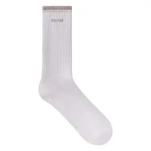 SKIMS Ribbed Crew Logo Sock 3 Pack | Light Neutral | Small | Socks