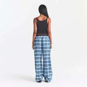 SKIMS Oversized Plaid Flannel Pants With Double Waistband