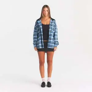 SKIMS Oversized Hooded Flannel Shirt