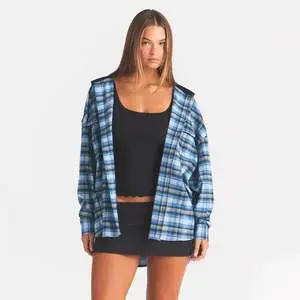 SKIMS Oversized Hooded Flannel Shirt