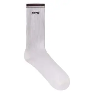 SKIMS Ribbed Crew Logo Sock 3 Pack | Grey | Small | Socks - Cherry Blossom Multi