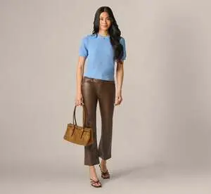 Adrianna Papell Short Sleeve Shaker Knit Pullover Sweater