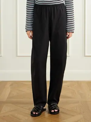 LA LIGNE Colby Cotton-poplin Wide-leg Pants - Black