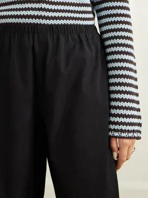 LA LIGNE Colby Cotton-poplin Wide-leg Pants - Black