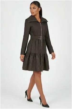 LUNA FASHION HOUSE Tailored Coat With Tiered Hemline And Belt