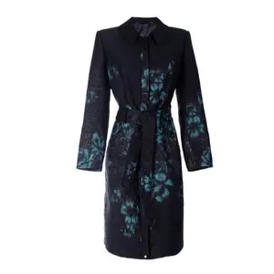 LUNA FASHION HOUSE Teal Floral Jacquard Coat - Green/blue