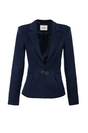 LUNA FASHION HOUSE Navy Tailored Jacquard Blazer