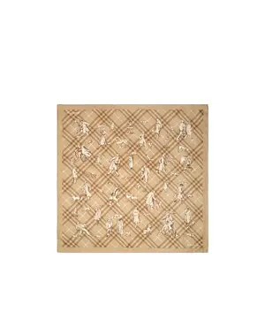 Burberry Check Mates Silk Scarf Finch Beige
