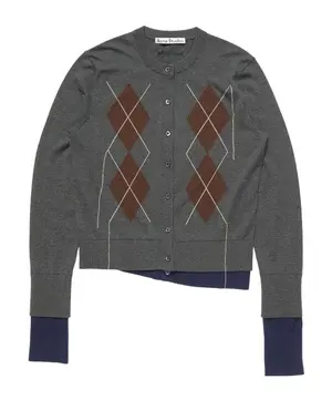 Acne Studios Argyle Intarsia Layered Cardigan - Dark Grey/multicolour