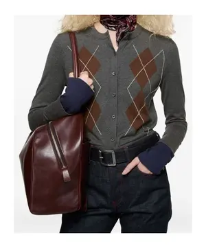 Acne Studios Argyle Intarsia Layered Cardigan - Dark Grey/multicolour