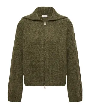 Moncler Alpaca Blend Zip Cardigan - Dark Green