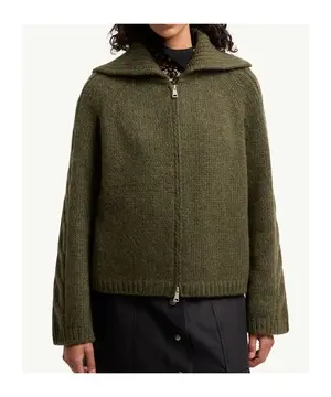 Moncler Alpaca Blend Zip Cardigan - Dark Green