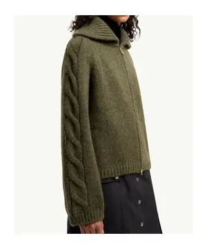 Moncler Alpaca Blend Zip Cardigan - Dark Green