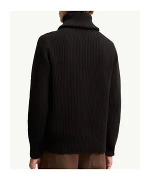 Moncler Ribbed Wool Half-zip Sweater With Logo Patch