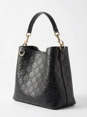 Gucci Gg Emblem Small Bucket Bag - Black