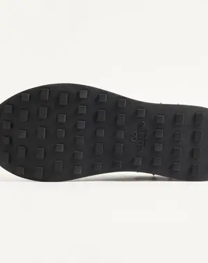 Valentino Garavani Studded Butterfly Embroidered Split Leather And Nylon Sneakers
