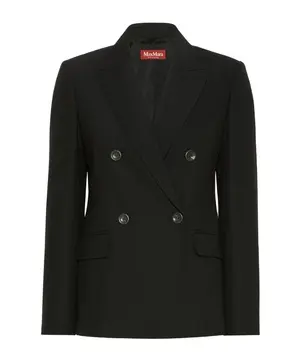 Max Mara Double-breasted Wool Twill Suit Jacket - Black