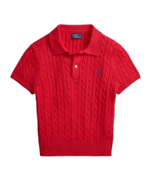 Polo Ralph Lauren Cable Knit Cropped Polo Top