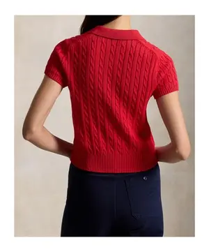Polo Ralph Lauren Cable Knit Cropped Polo Top