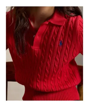 Polo Ralph Lauren Cable Knit Cropped Polo Top