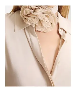 Marella Long Sleeve Button-down Shirt With Embellished Collar - Pink