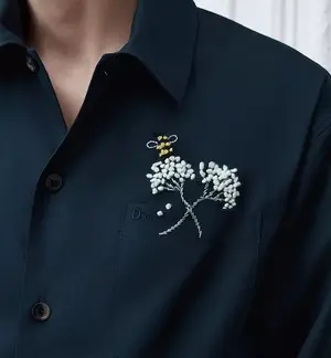 Dior Shirt With Flower Bee Embroidery