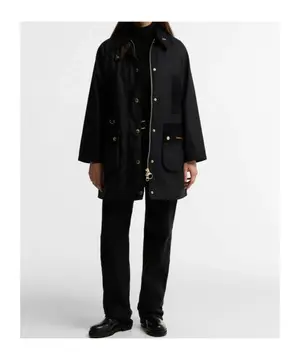 Barbour Waxed Cotton Jacket With Corduroy Trim
