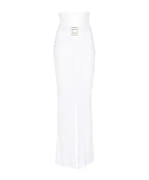 Elisabetta Franchi Logo-plaque Ruched Maxi Skirt - White
