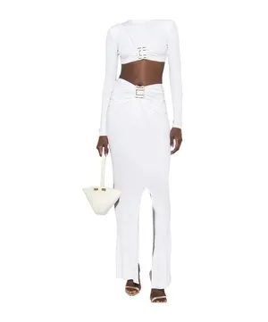 Elisabetta Franchi Logo-plaque Ruched Maxi Skirt