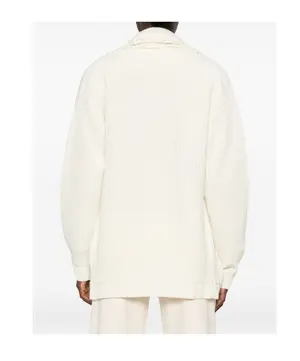 ERMANNO FIRENZE Lace-trim Ribbed Knit Cardigan