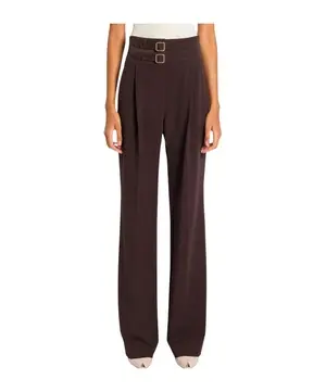 Marella High-waisted Pleated Trousers - Brown