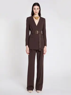 Marella High-waisted Pleated Trousers - Brown