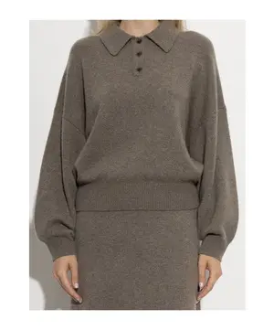 LISA YANG Etta Knitted Polo Shirt - Brown