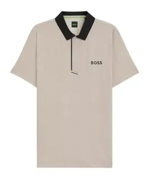 Hugo Boss Contrast Trim Logo Polo Shirt - Natural