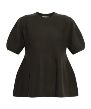 LISA YANG Mella Short Sleeve Knitted Top - Green