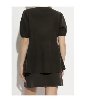 LISA YANG Mella Short Sleeve Knitted Top - Green