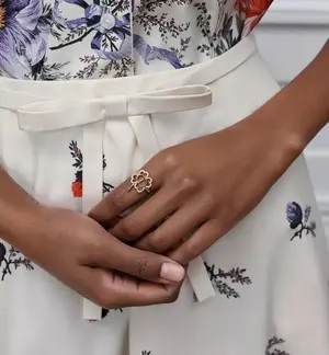 Dior Gold-plated Clover Ring With Crystal Embellishments
