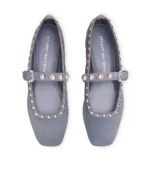 STUART WEITZMAN Perry Studded Mary Jane Flats - Breeze Blue