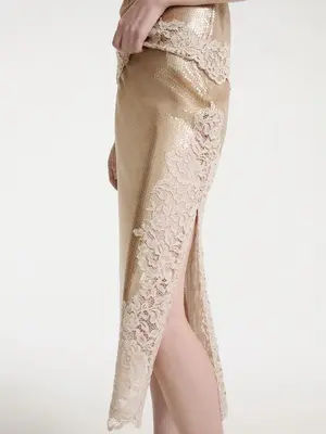 Marella Sequin Embroidered Lace Detail Skirt