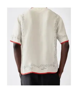 Jacquemus Chain-print Short-sleeve Shirt - Off-white/red