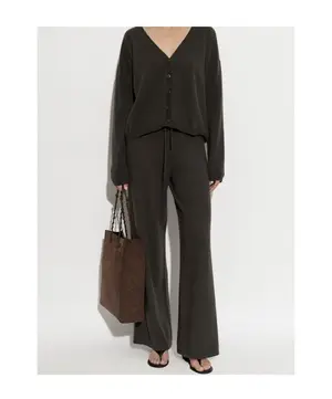 LISA YANG Sofi Drawstring Knitted Trousers - Brown