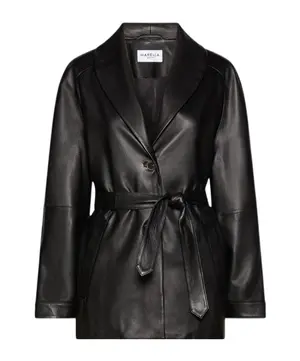Marella Button-front Leather Jacket - Black
