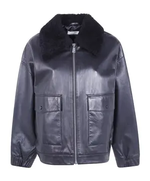 Liviana Conti Long Sleeve Leather Zip-up Jacket
