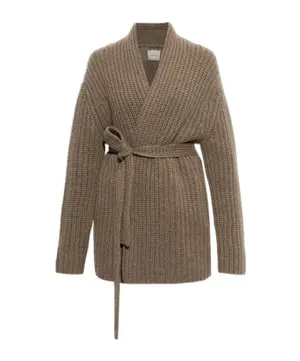 LISA YANG Jacqueline Belted Knit Cardigan - Brown