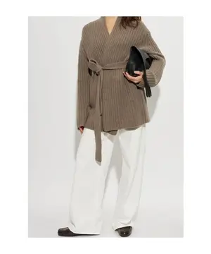 LISA YANG Jacqueline Belted Knit Cardigan - Brown