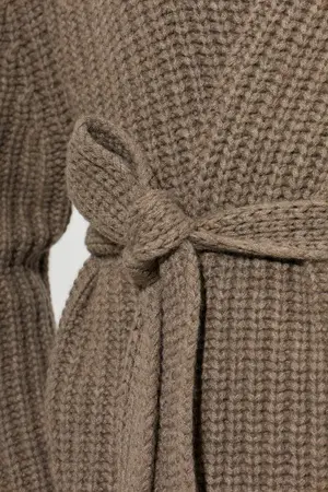 LISA YANG Jacqueline Belted Knit Cardigan - Brown