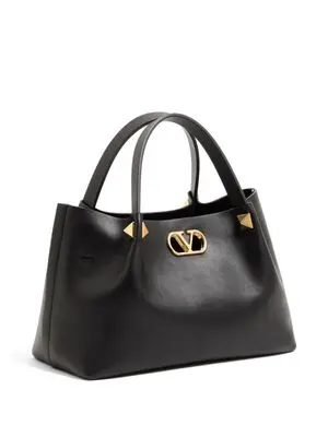 Valentino Garavani Small Soft Leather Shopping Bag With Detachable Shoulder Strap - Black