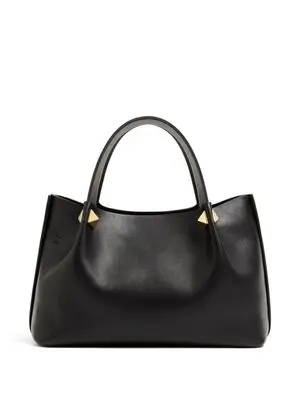 Valentino Garavani Small Soft Leather Shopping Bag With Detachable Shoulder Strap - Black